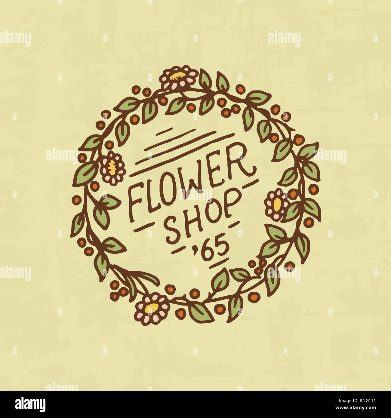 Flower shop emblem or Bright logo. Vintage bouquet. Gardening signs and ...