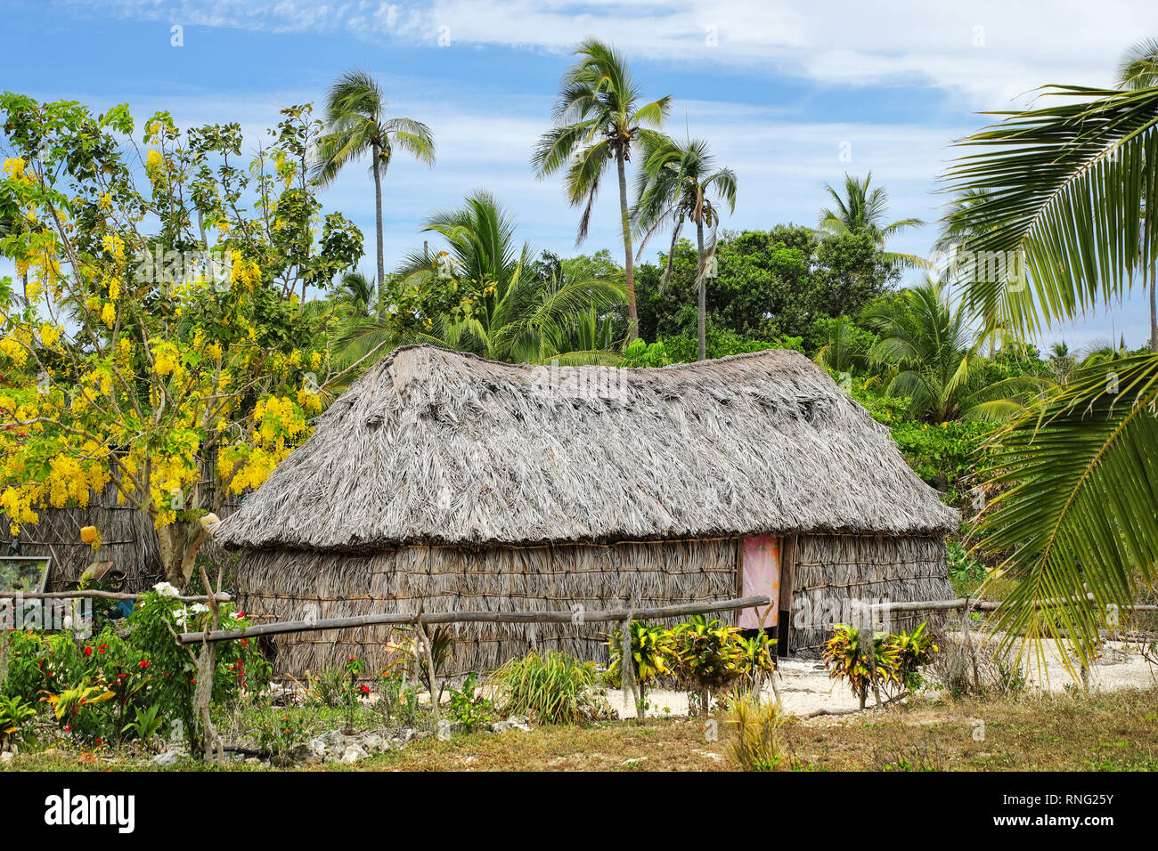 Traditional Kanak house on Ouvea Island, Loyalty Islands, New Caledonia ...