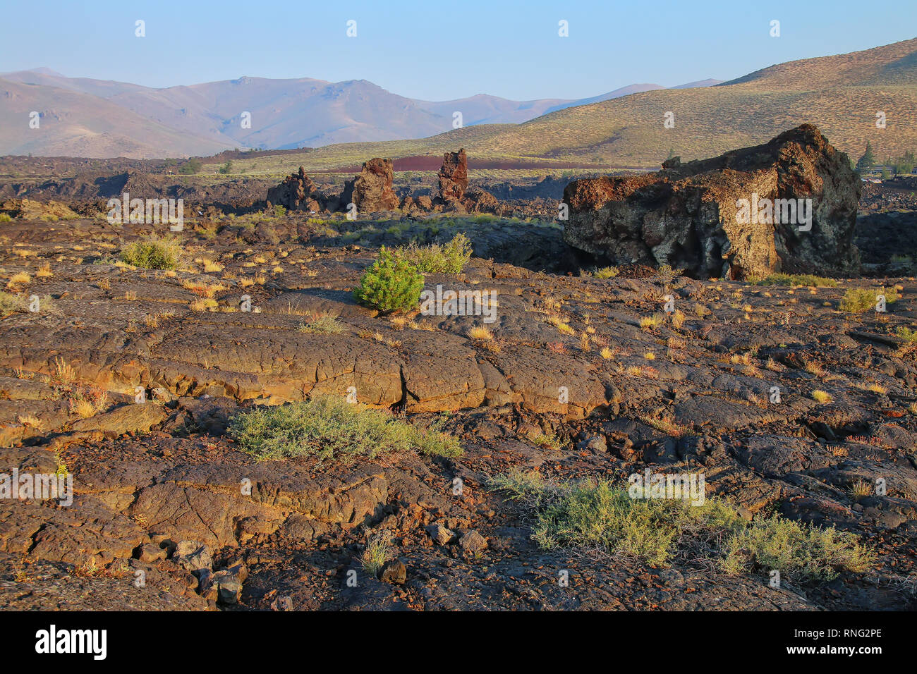 Lava flow field with spatter cones at North Crater Flow Trail, Craters ...