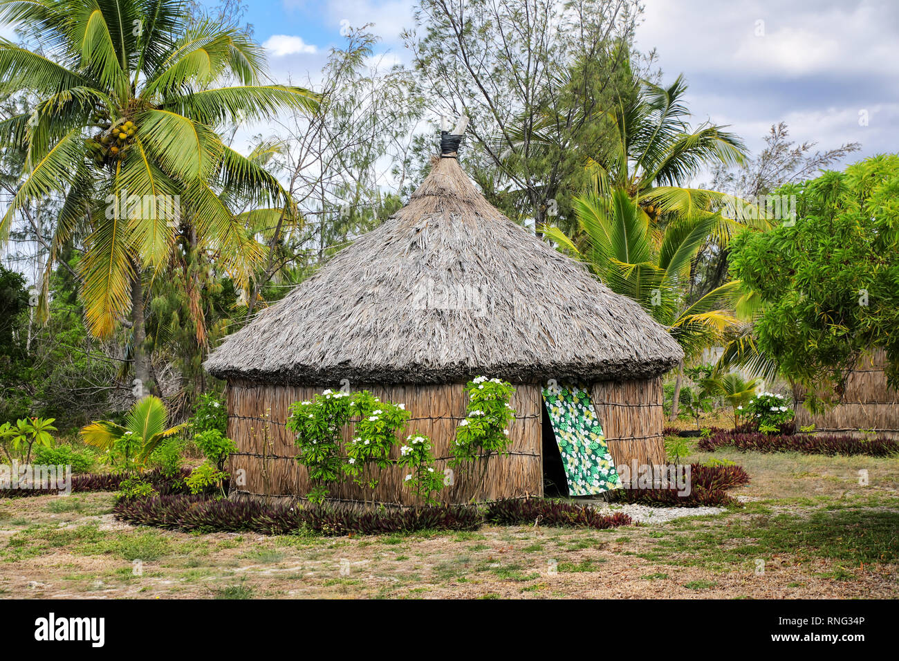Traditional Kanak house on Ouvea Island, Loyalty Islands, New Caledonia ...