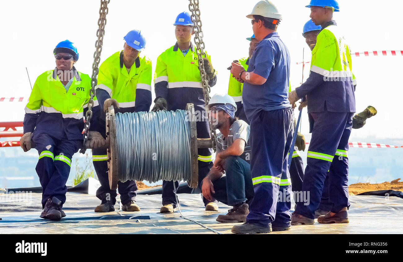 Johannesburg, South Africa - June 07 2010: Construction worker on a ...