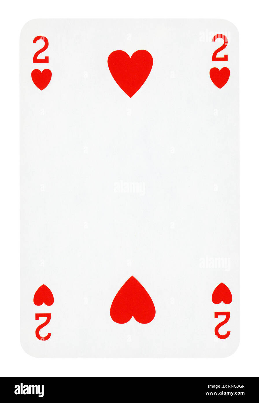 Two of Hearts playing card - isolated on white (clipping path included ...