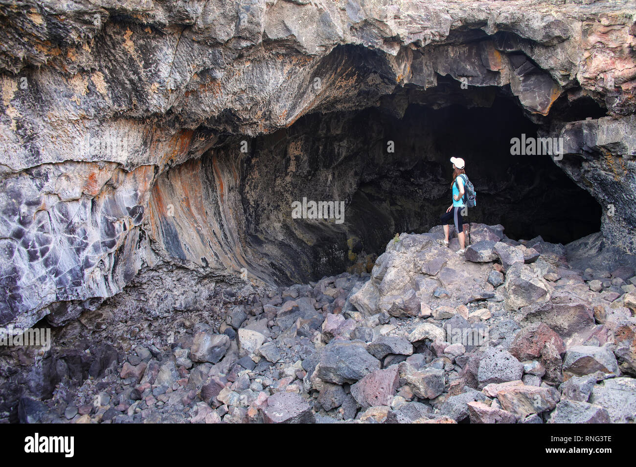 Indian Tunnel Cave in Craters of the Moon National Monument, Idaho, USA ...