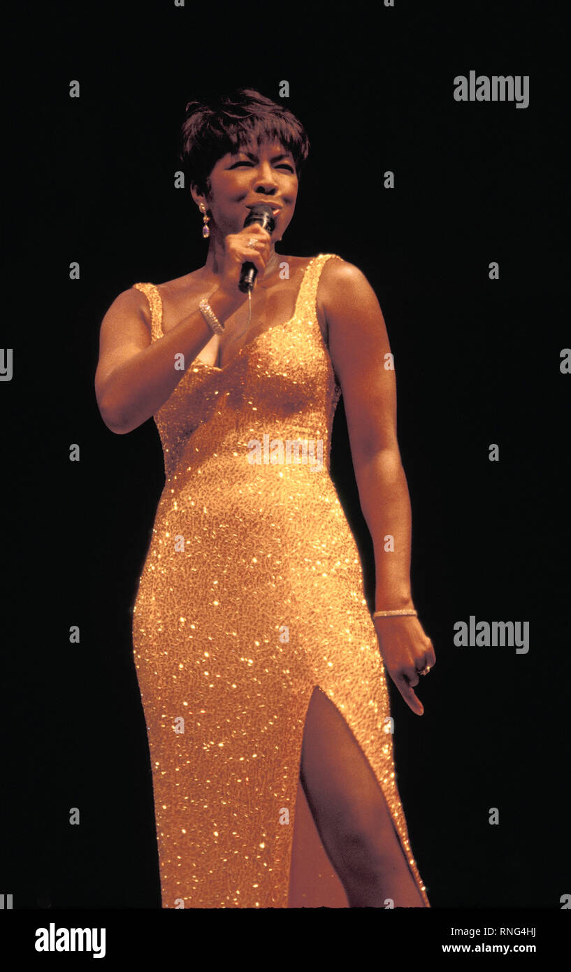 Eight time Grammy Award winning singer Natalie Cole is shown on stage ...