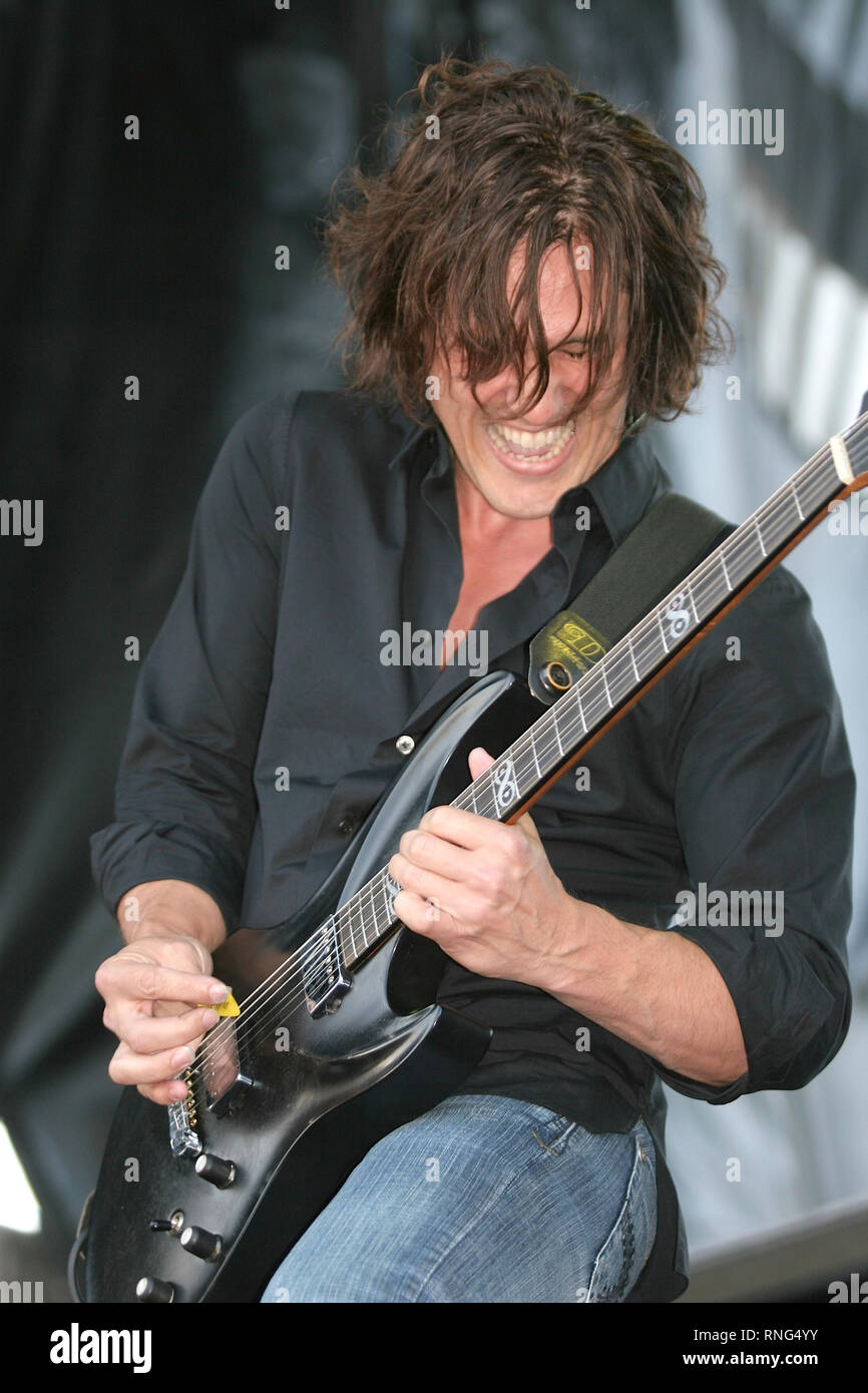 Collective Soul lead guitarist Joel Kosche is shown performing during a "live" concert ...