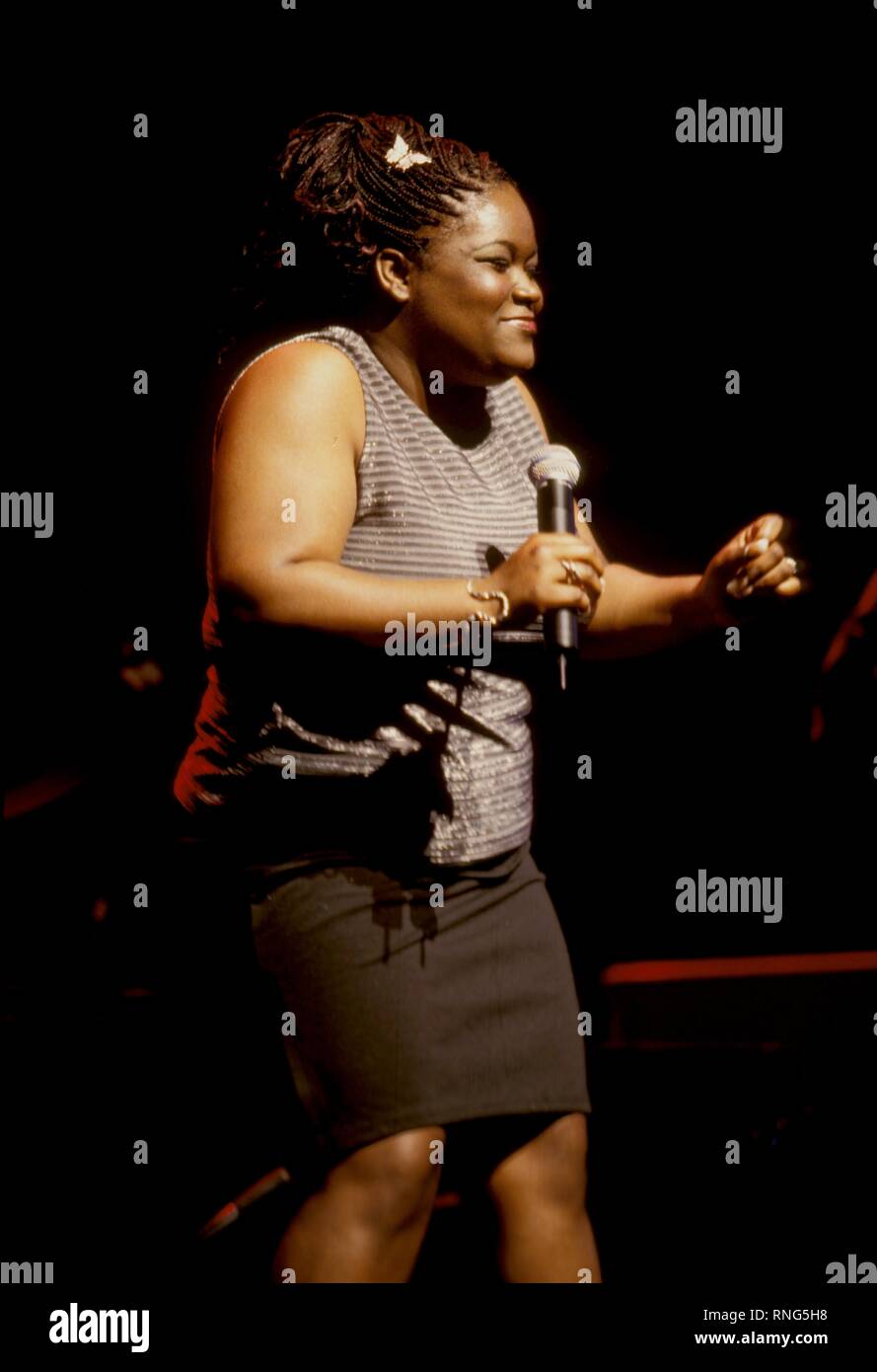 Blues singer Shemekia Copeland is shown singing on stage during a "live ...