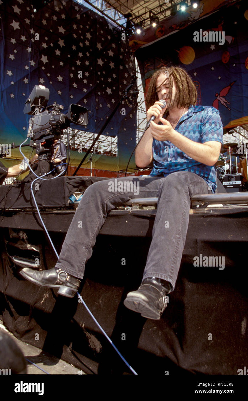 Singer Adam Duritz of the Counting Crows is shown performing on stage ...