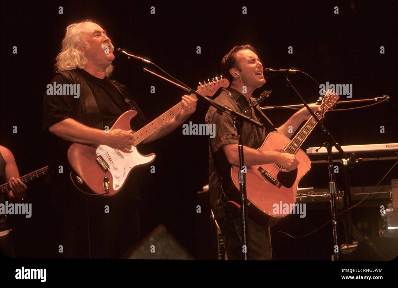 CPR band members Jeff Pevar and David Crosby are shown on stage during ...