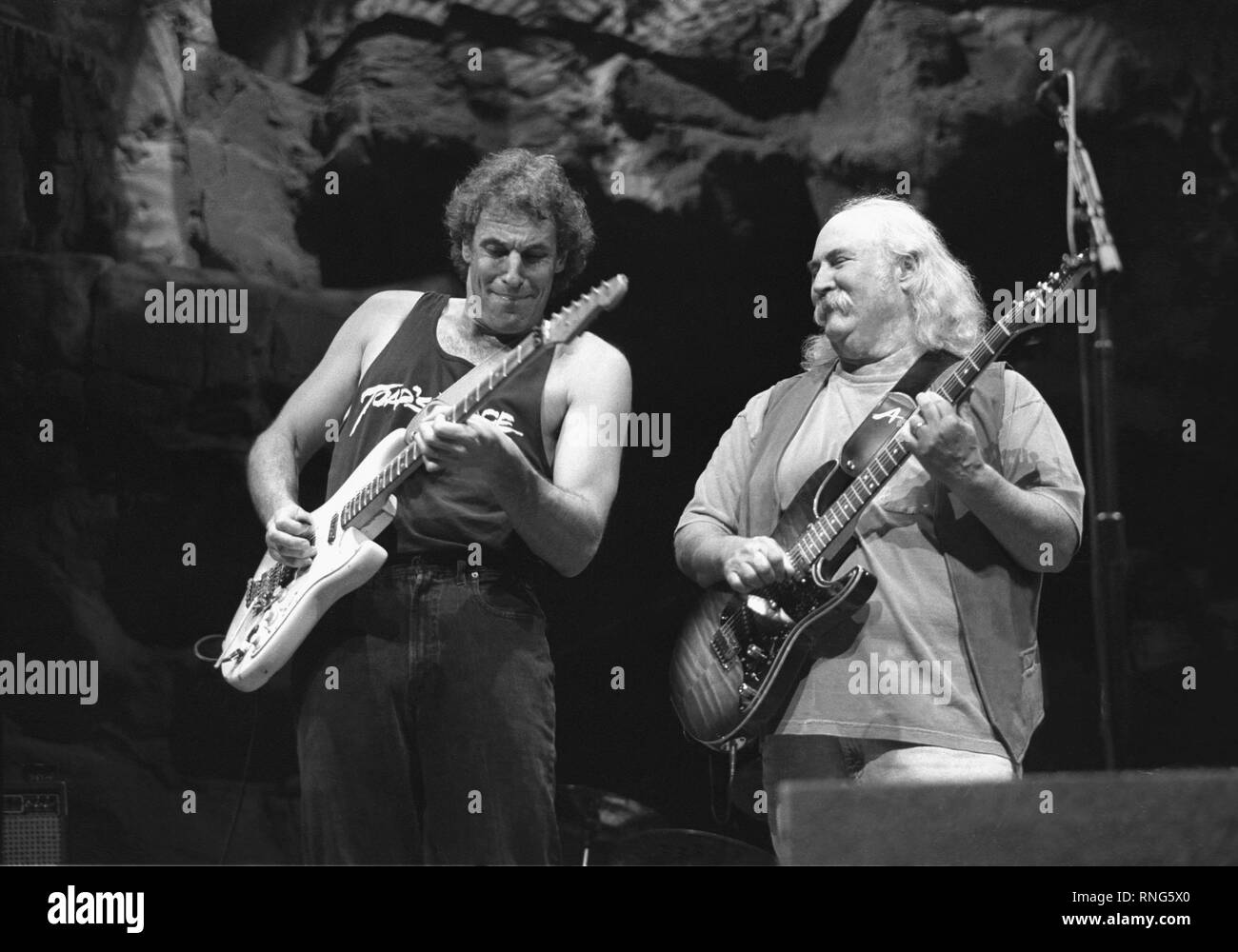 CPR band members Jeff Pevar and David Crosby are shown on stage during ...