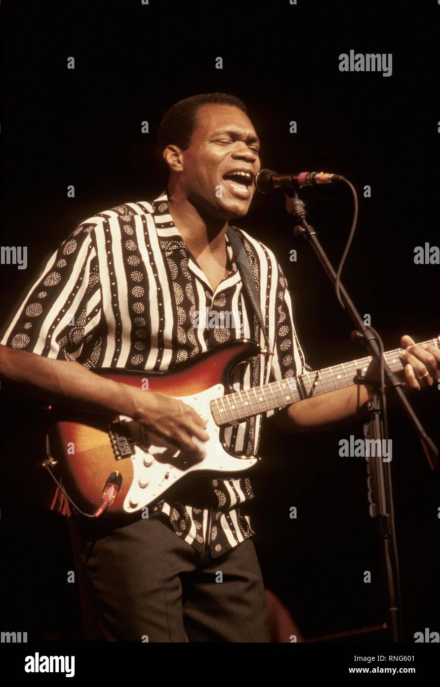 Blues musician Robert Cray is shown play his Fender Stratocaster guitar ...