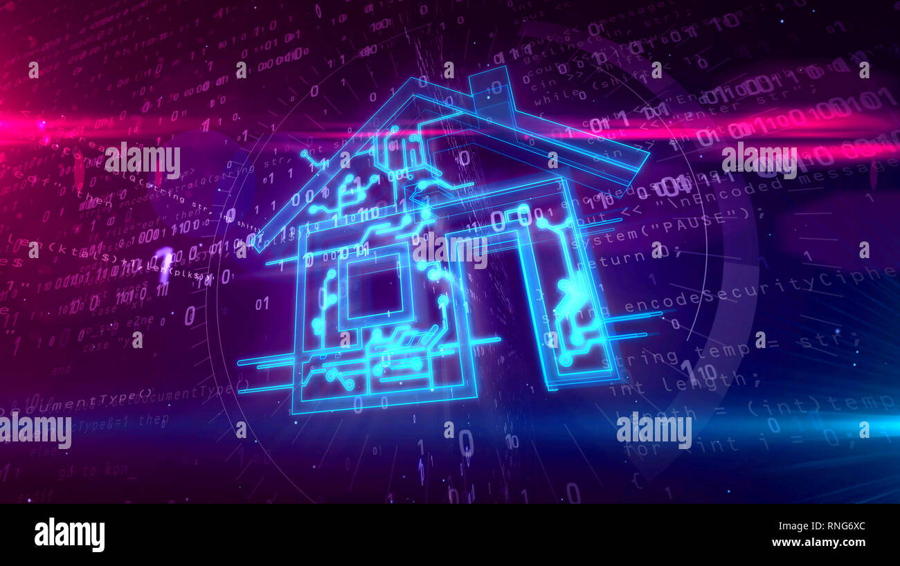 Intelligent house and IOT concept on digital background. Dynamic and ...