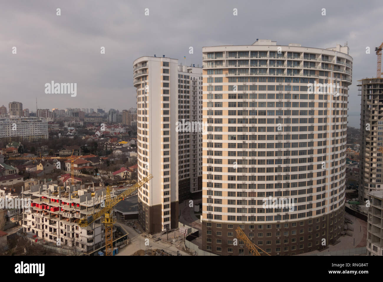 Modern multi-storey residential house of creative irregular shape Stock ...