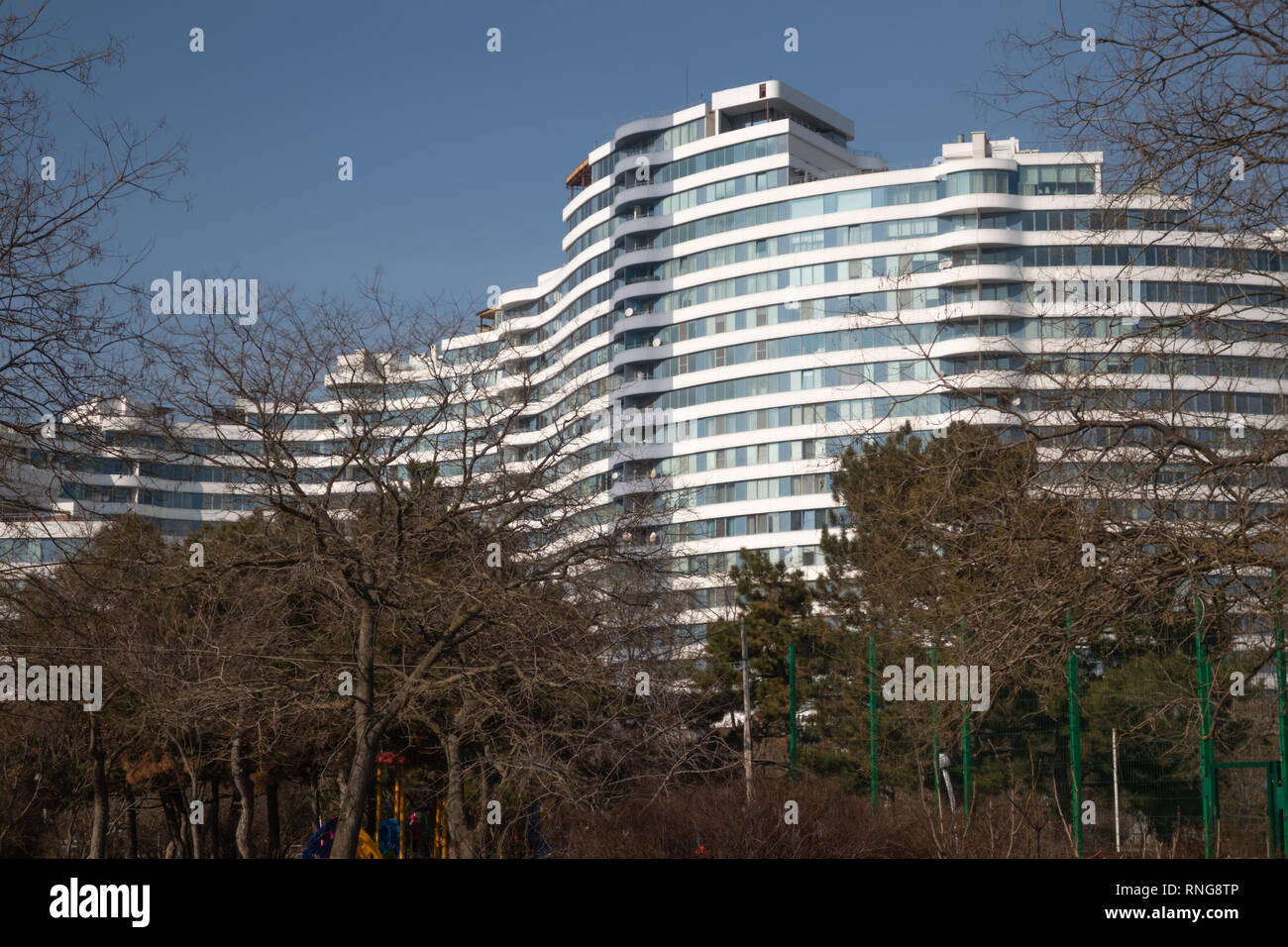 Modern multi-storey residential house of creative irregular shape Stock ...