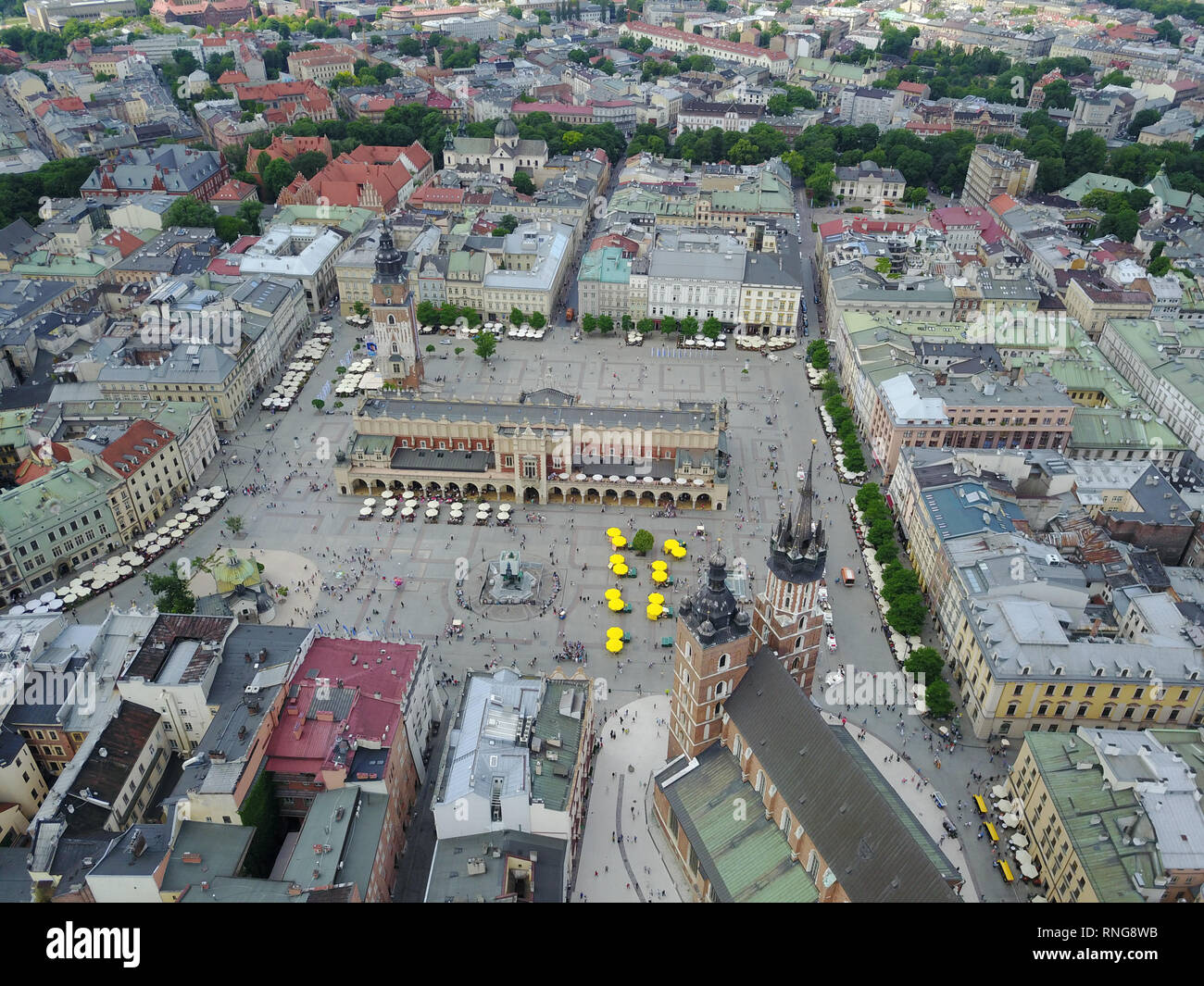 Krakow Main Market square aerial panorama Stock Photo - Alamy