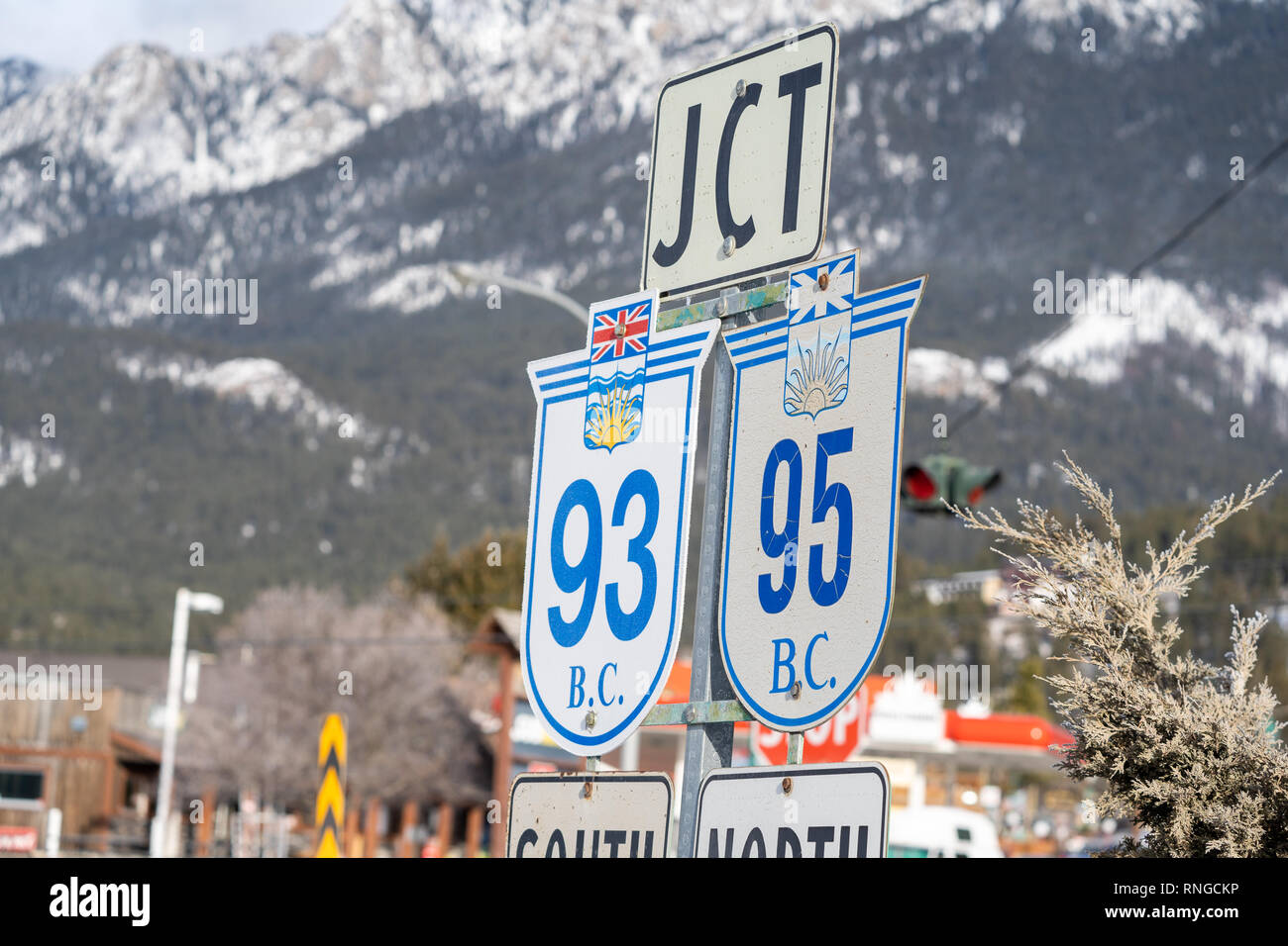 Radium Hot Springs British Columbia Canada Janurary 20 2019 Road