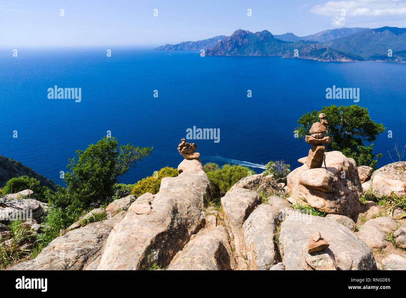 View over Gulf of Porto from Chateau Fort viewpoint, Calanques de Piana ...