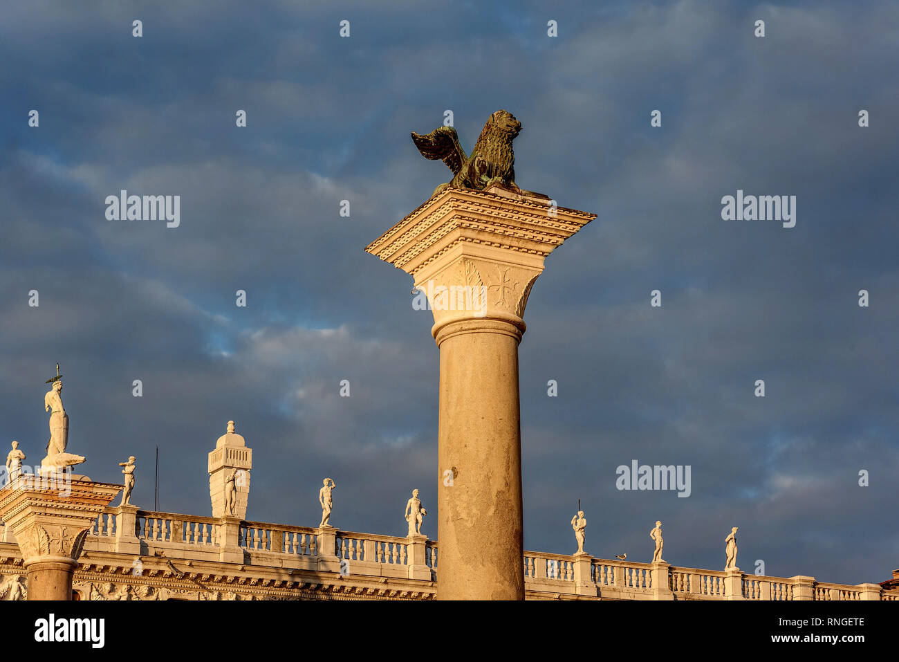 The famous ancient winged lion sculpture on the Piazza San Marco (Saint ...