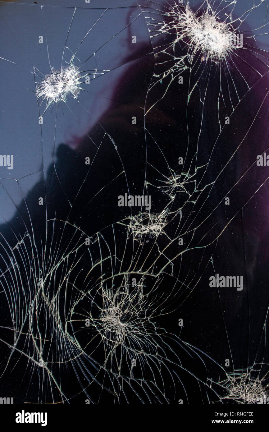Smashed Screen Vandalized Broken Glass Close Up Stock Photo - Alamy