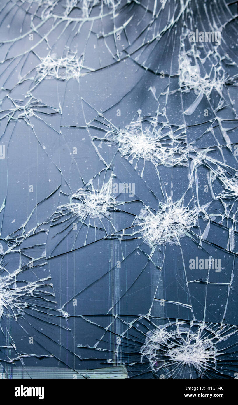 Smashed Screen Vandalized Broken Glass Close Up Stock Photo - Alamy