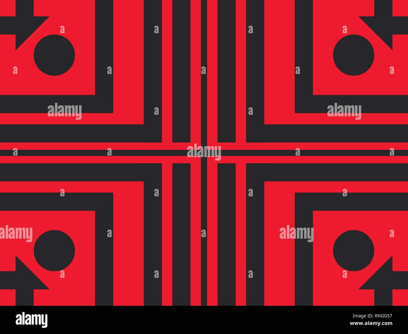 Abstract geometric seamless pattern in red. Simple lines in black ...