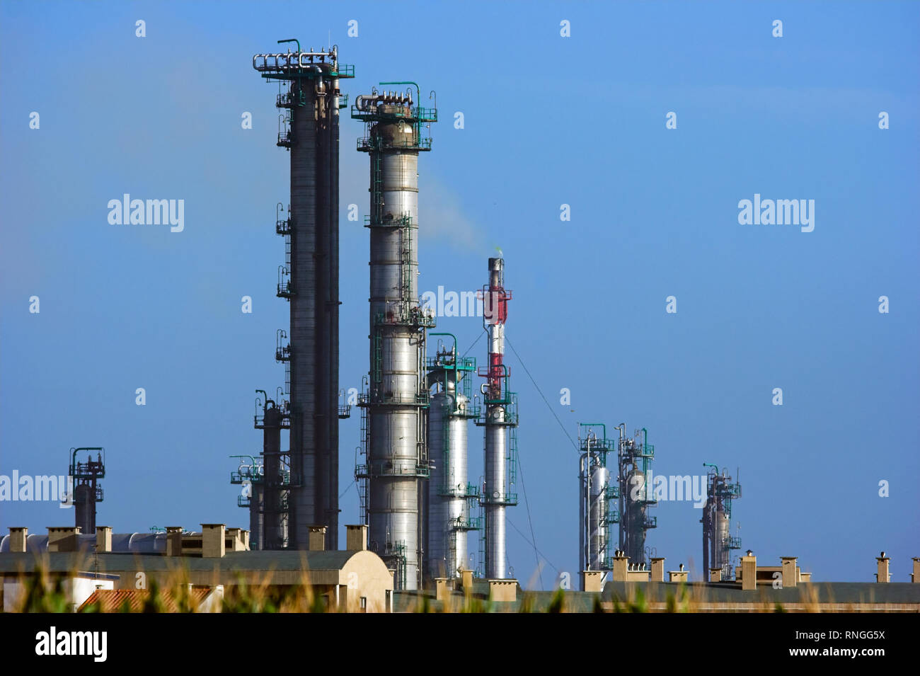 Chemical installation - part of a big oil refinery Stock Photo - Alamy