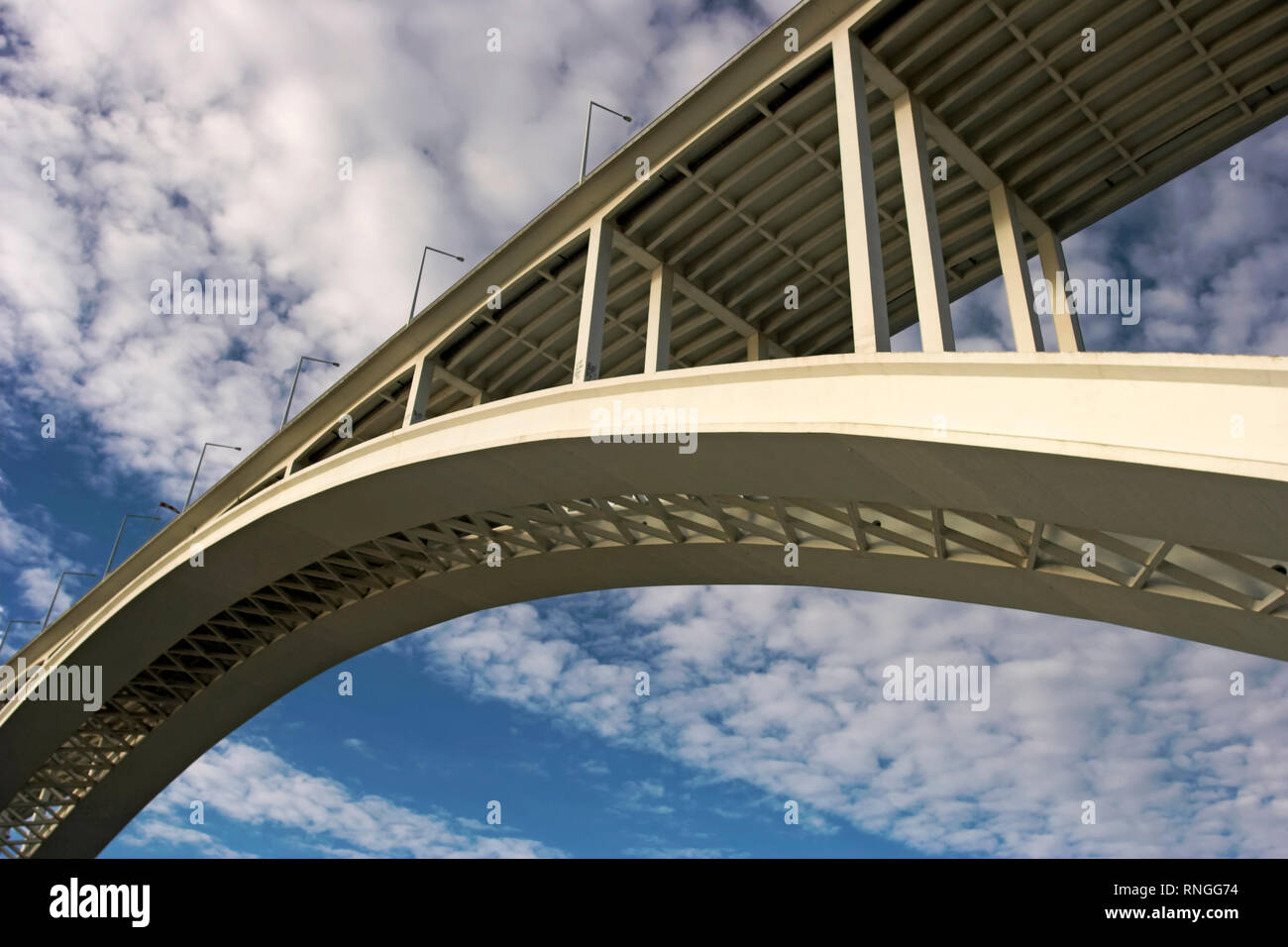 One of the several bridges over Douro river in Porto, Portugal, against ...