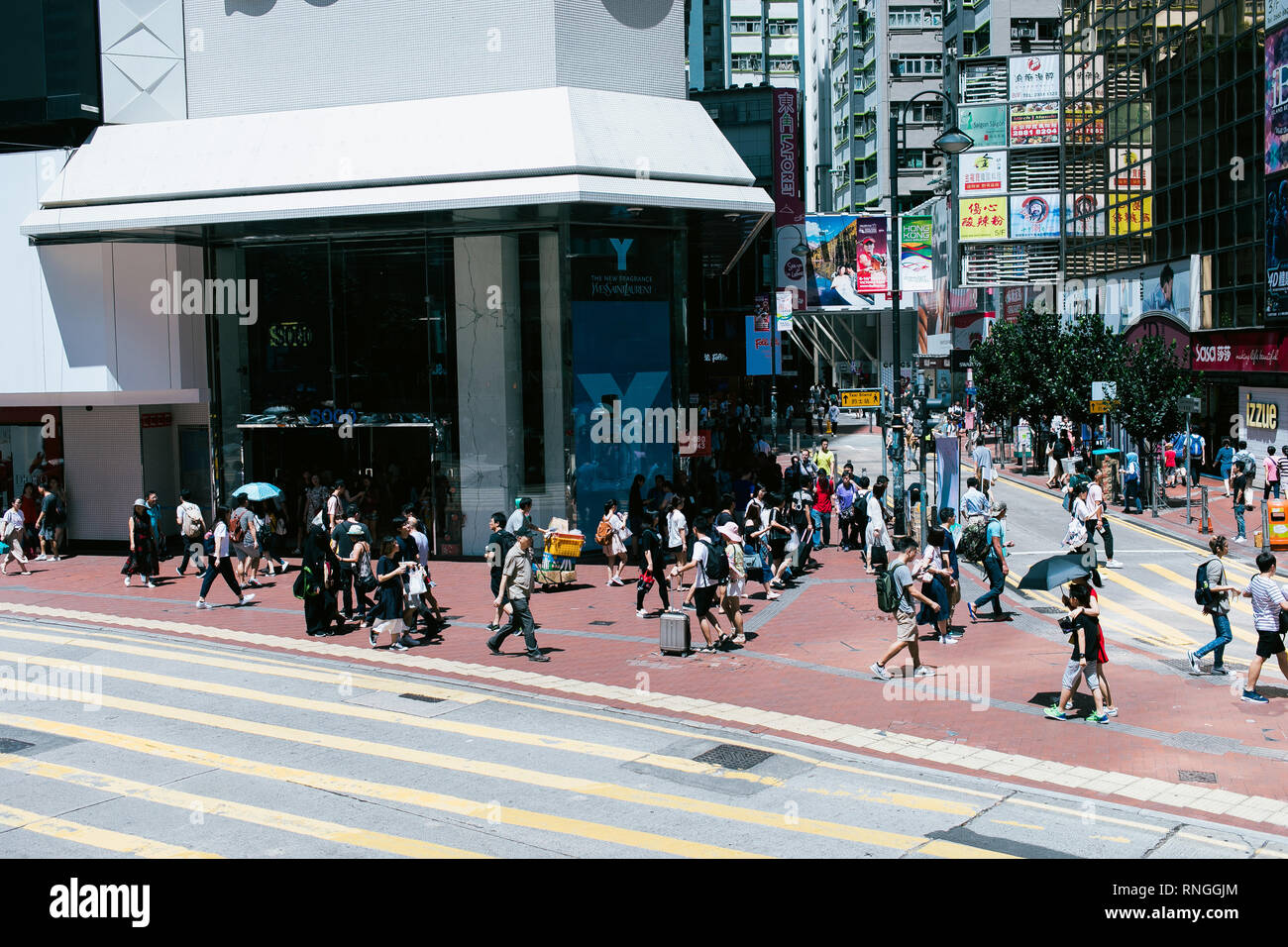 Busy streets packed with People. Hong Kong is one of the most densely ...
