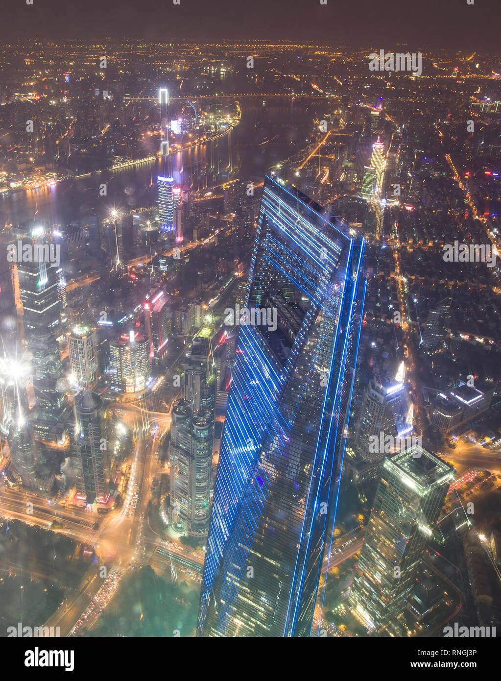 Shanghai urban construction at night Stock Photo - Alamy