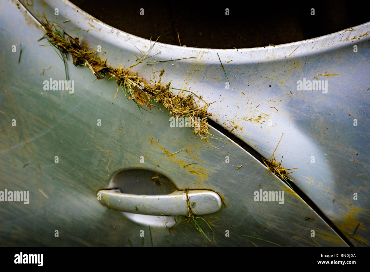 Car Crash and Car Damage. Vehicle in a field after high speed crash ...