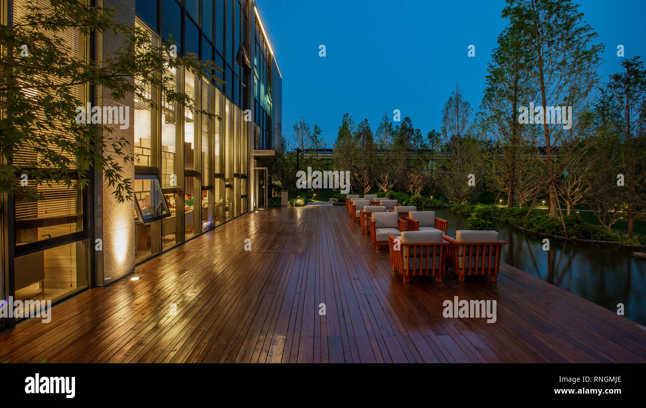 Back garden landscape lighting at night hi-res stock photography and ...