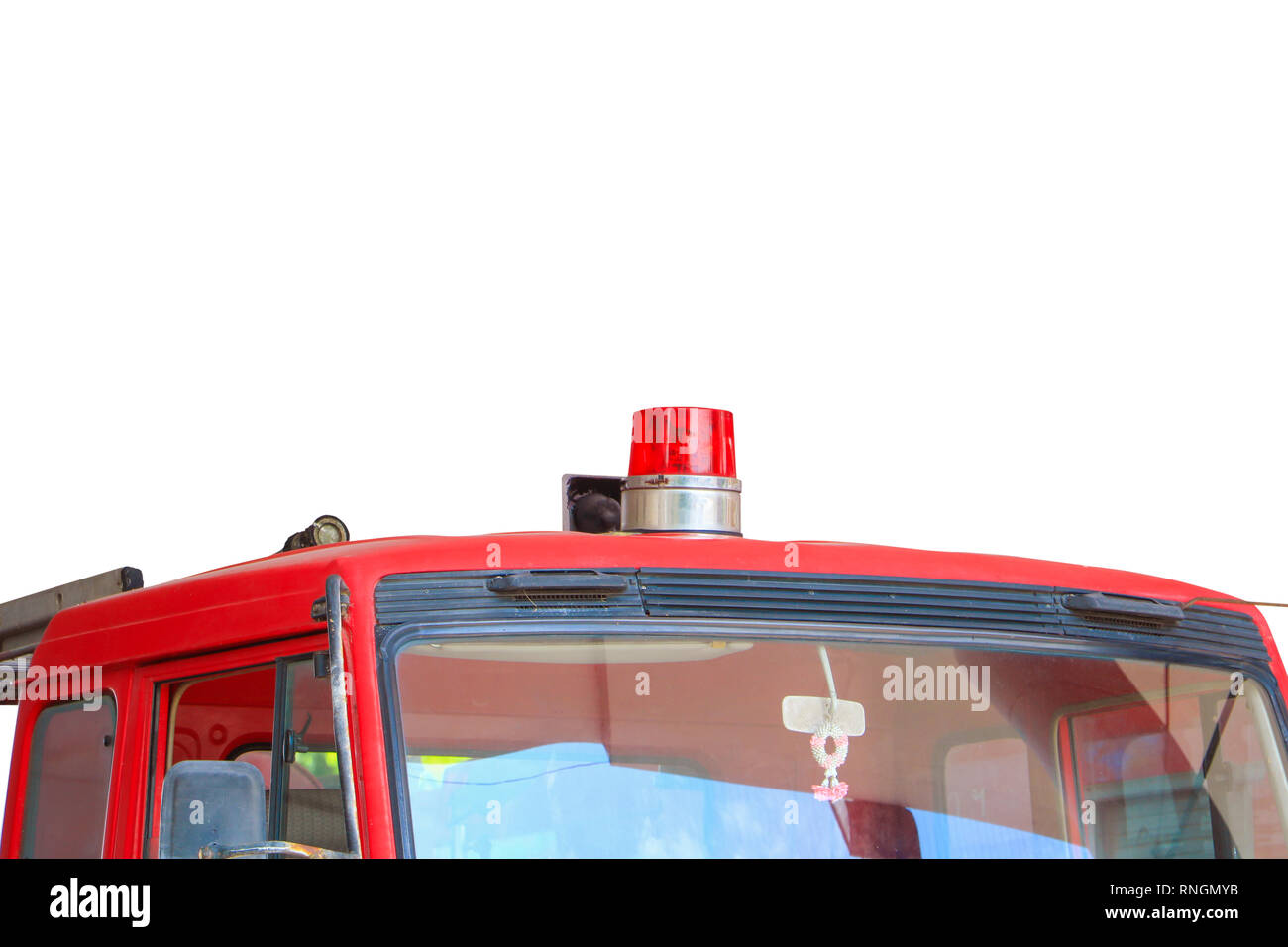 Fire Truck red and siren isolated on white background and clipping path ...