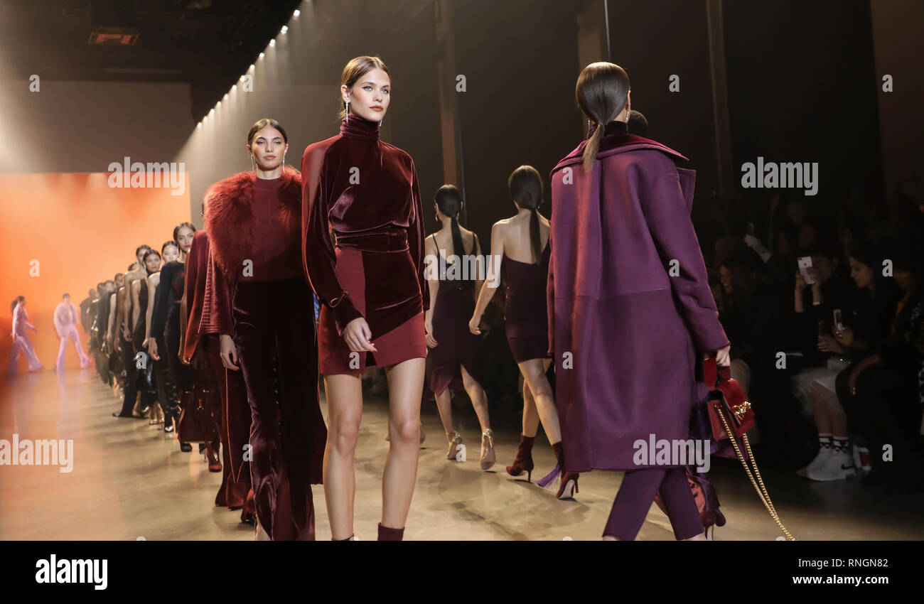 New York, NY, USA - February 8, 2019: Models walk runway for Cushnie ...