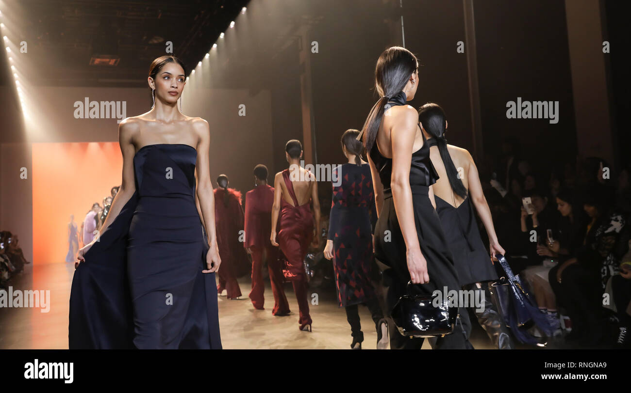 New York, NY, USA - February 8, 2019: Models walk runway for Cushnie ...