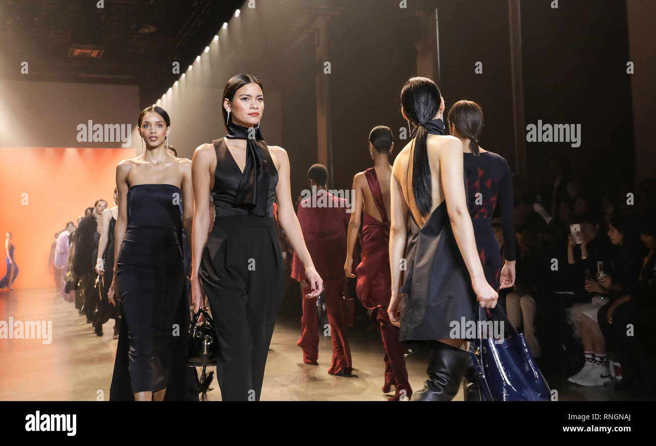 New York, NY, USA - February 8, 2019: Models walk runway for Cushnie ...