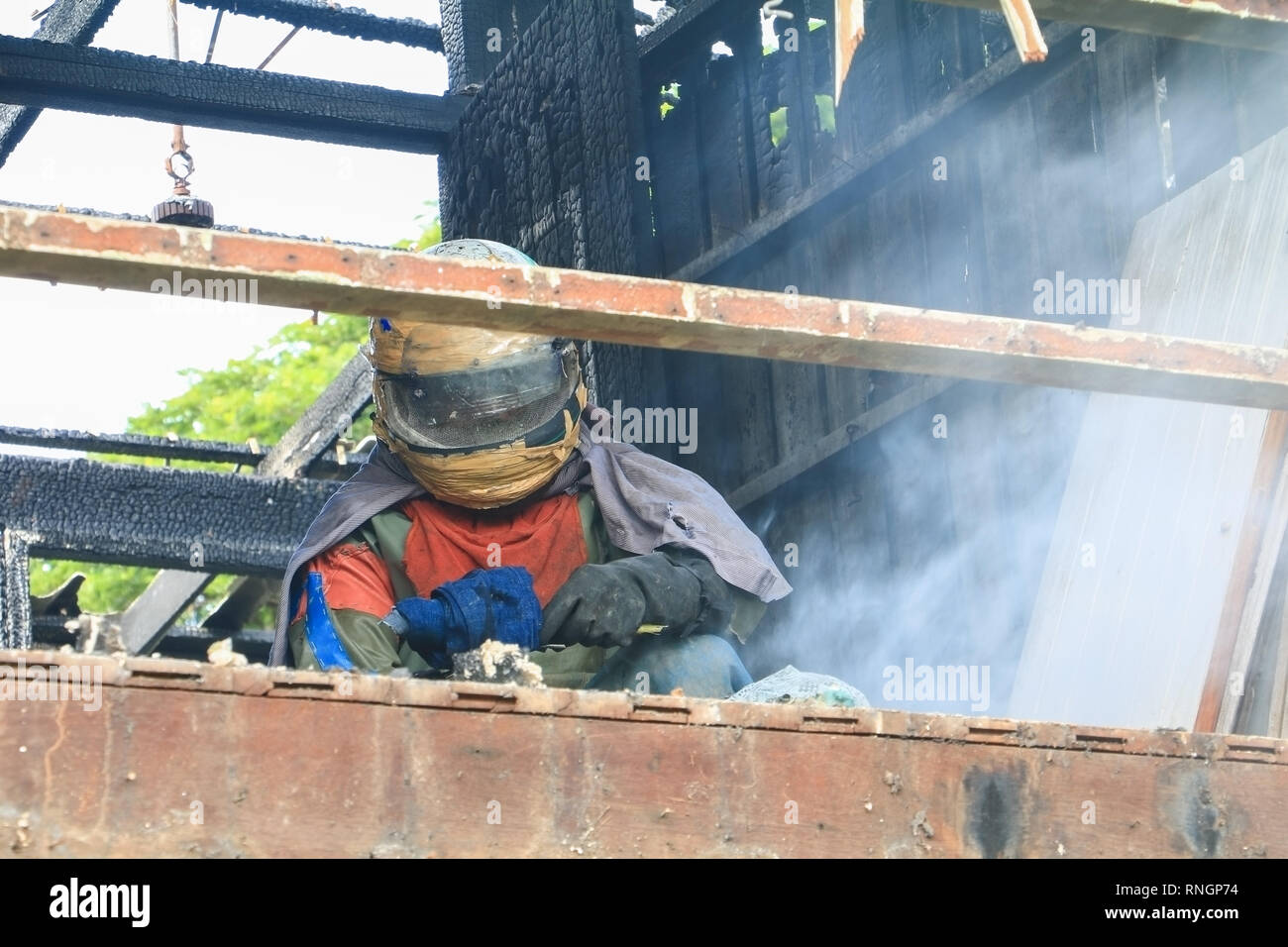 Fire conflagration black man hi-res stock photography and images - Alamy