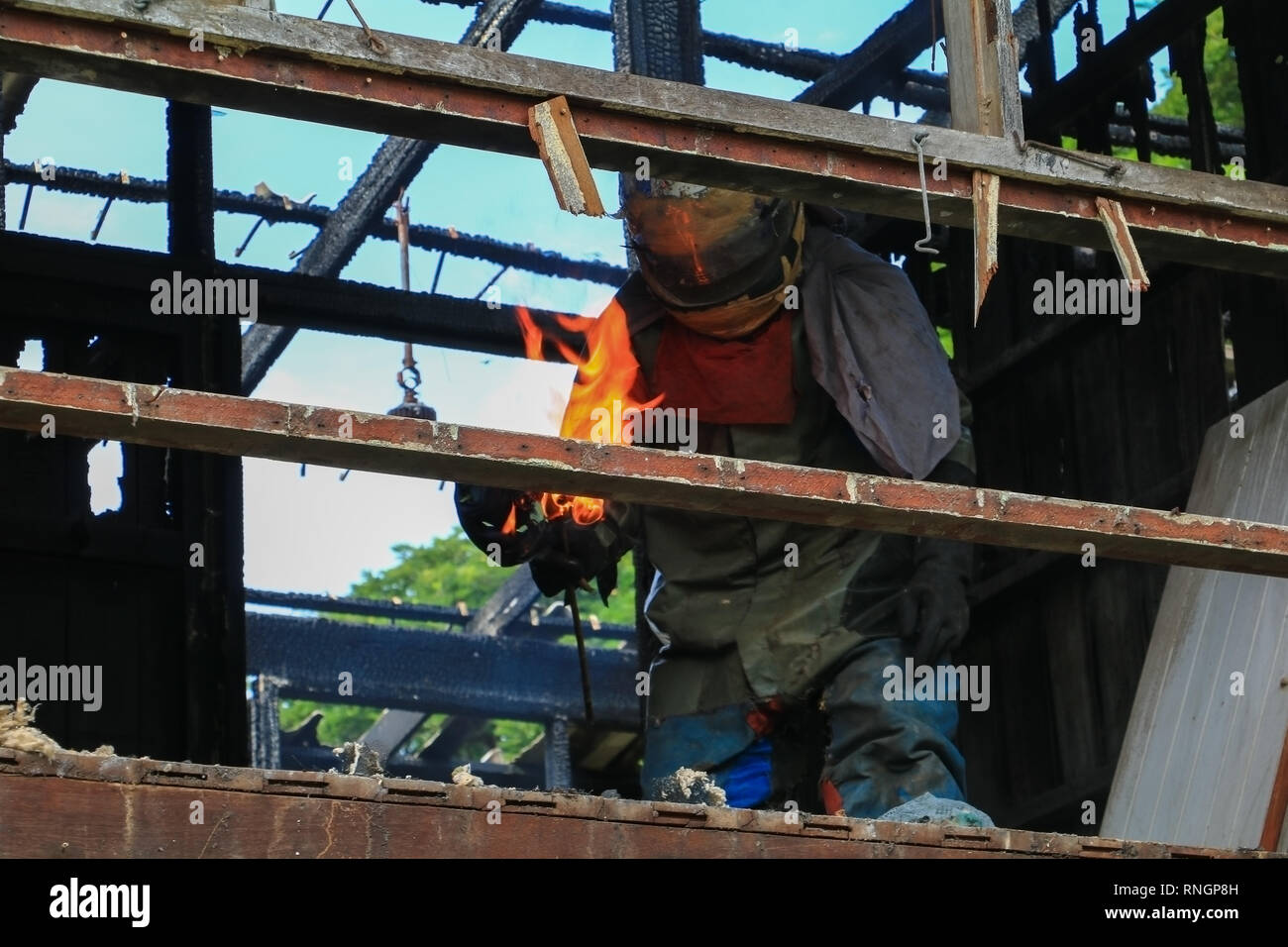 Fire conflagration black man hi-res stock photography and images - Alamy