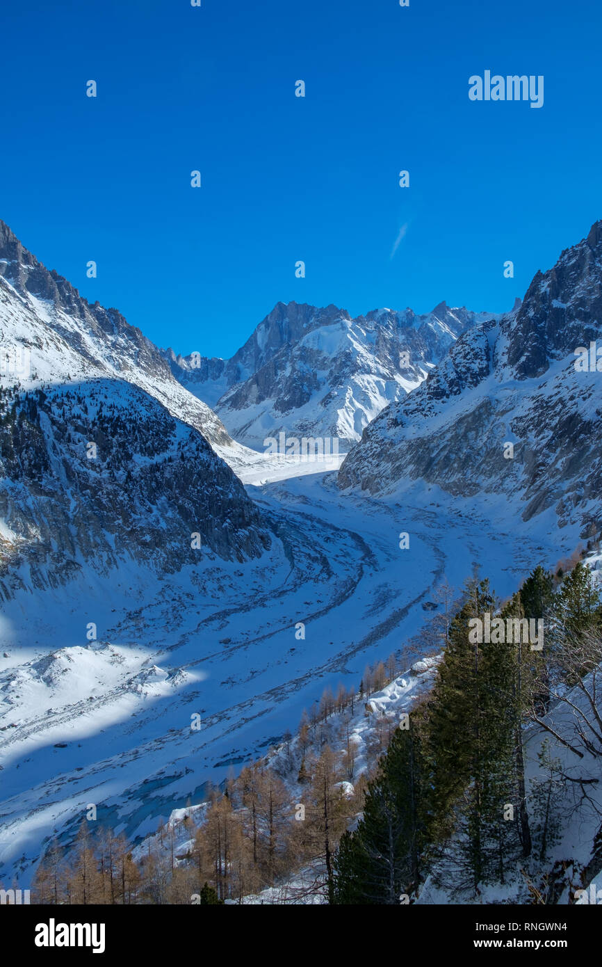 The Mer de Glace Glacier at Montenvers, near Chamonix, France Stock ...