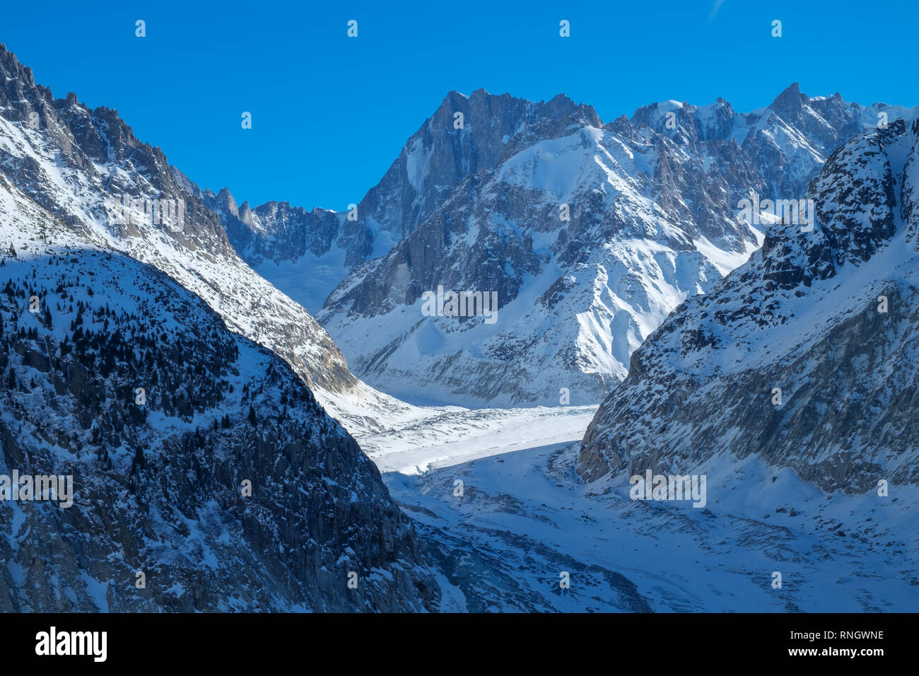 The Mer de Glace Glacier at Montenvers, near Chamonix, France Stock ...