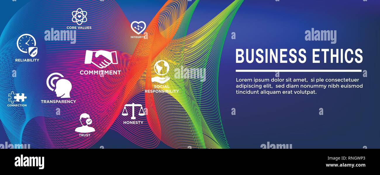 Business Ethics Web Banner and Icon Set w Honesty, Integrity ...