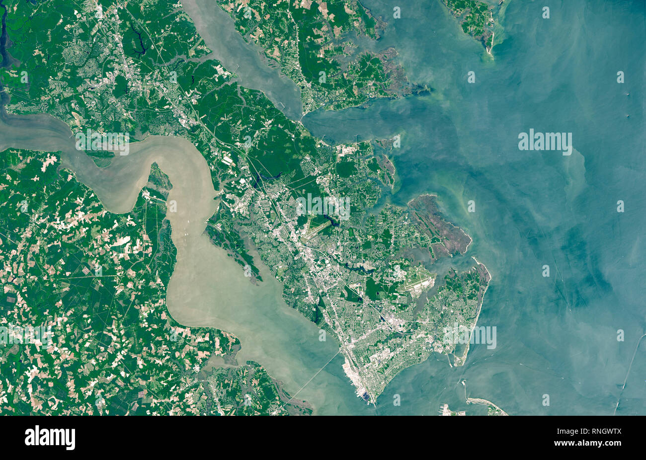 Aerial view of Virginia - Jamestown, Williamsburg, and Yorktown, USA ...