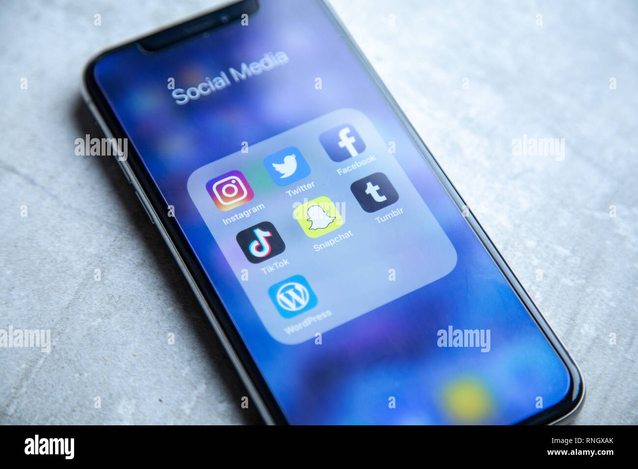 Group of Social Media Application Icons On Iphone X Smartphone Screen ...