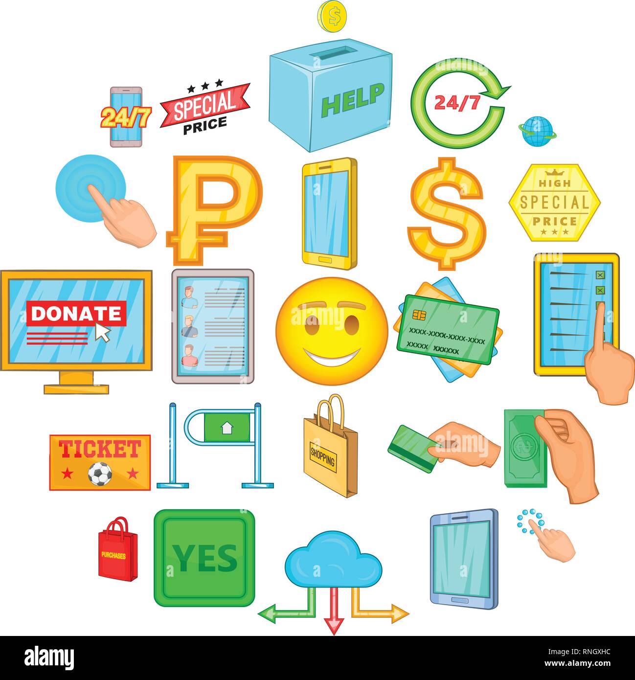 Electronic commerce icons set, cartoon style Stock Vector Image & Art ...