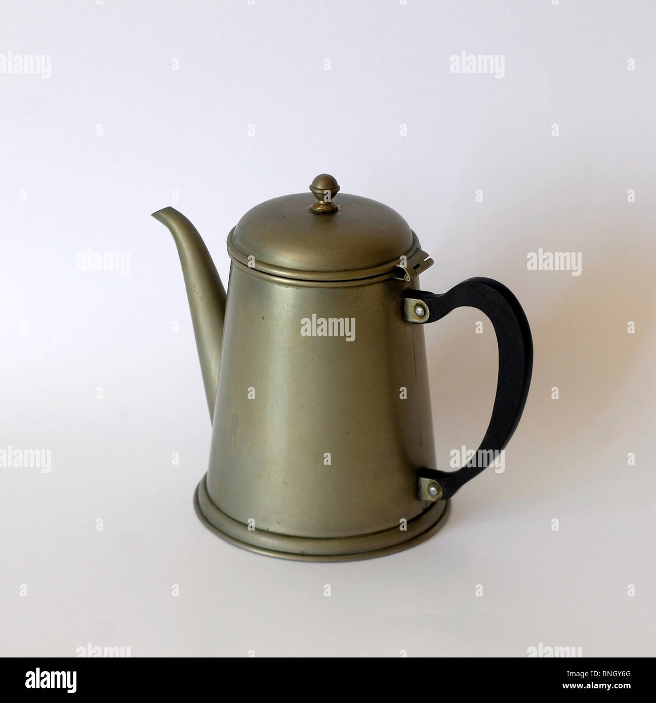 Vintage teapot. Made with Alpaca. Rustic style, green color Stock Photo ...