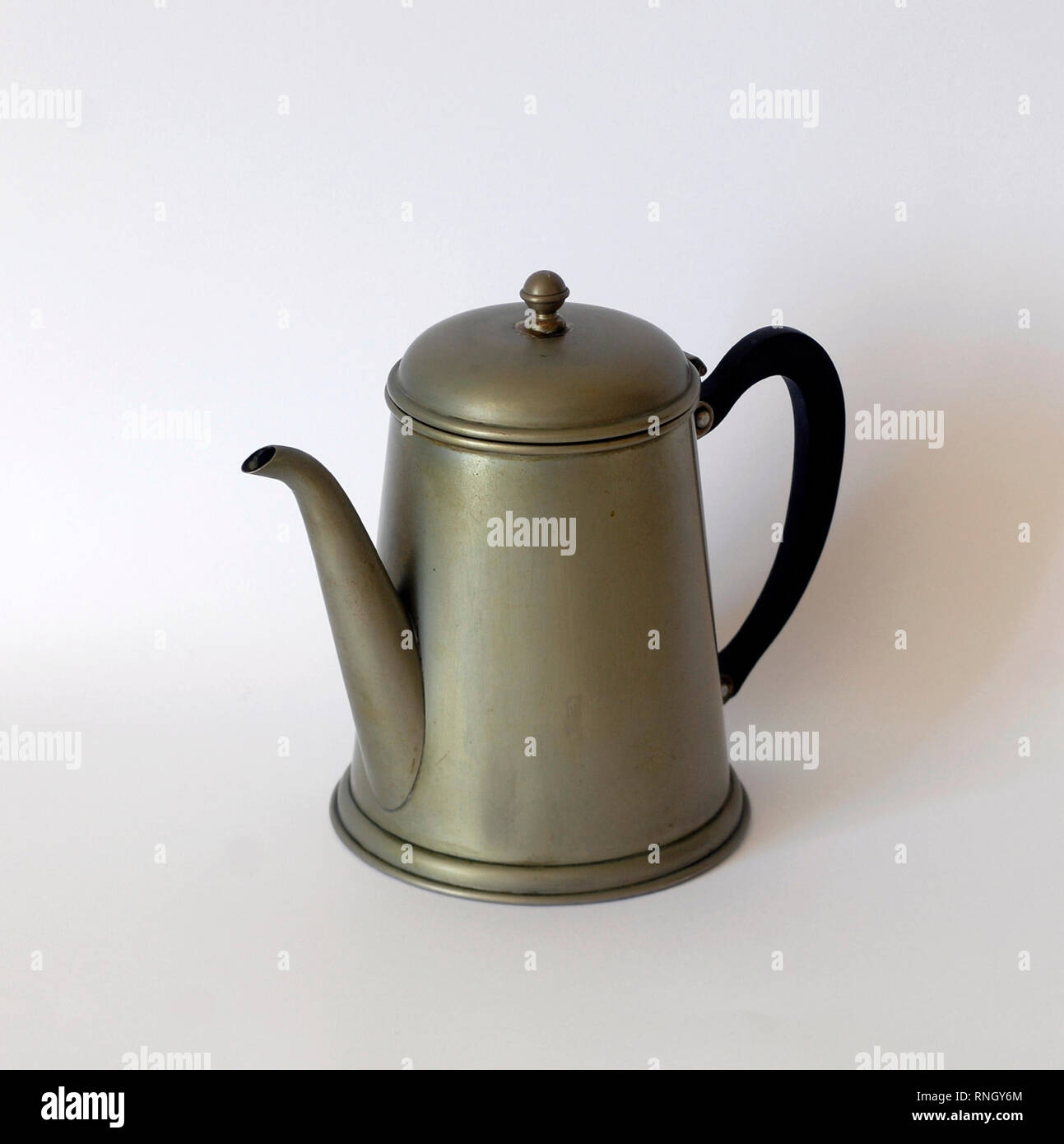 Vintage teapot. Made with Alpaca. Rustic style, green color Stock Photo ...