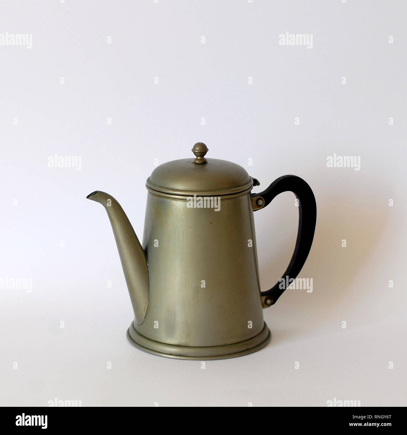 Vintage teapot. Made with Alpaca. Rustic style, green color Stock Photo ...