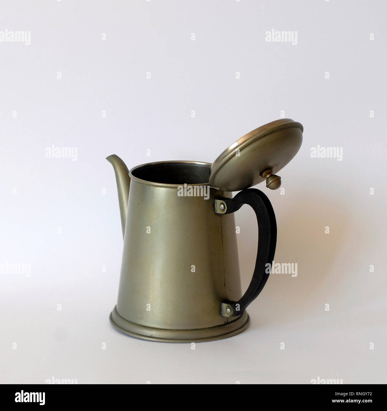 Vintage teapot. Made with Alpaca. Rustic style, green color Stock Photo ...