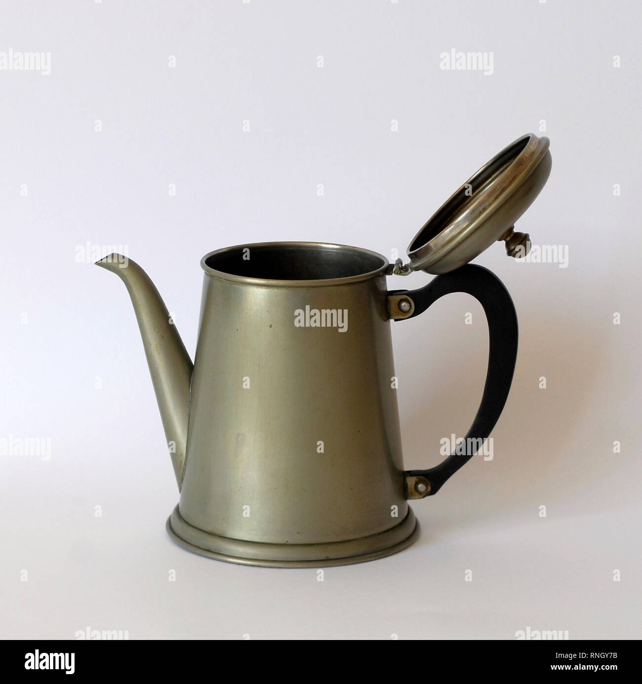 Vintage teapot. Made with Alpaca. Rustic style, green color Stock Photo ...