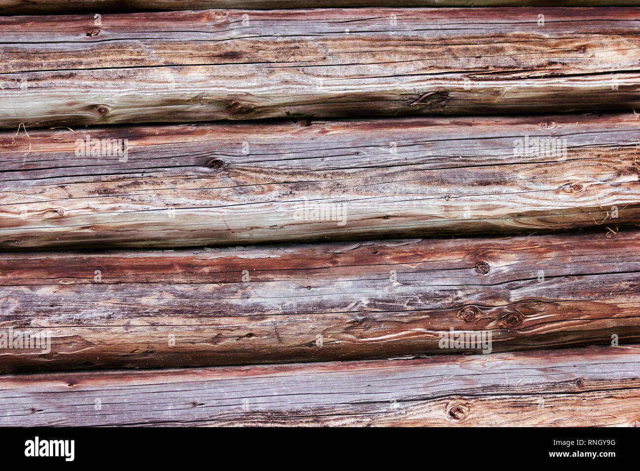 Structure of a wall from wooden logs. Detail of old wooden beams of ...