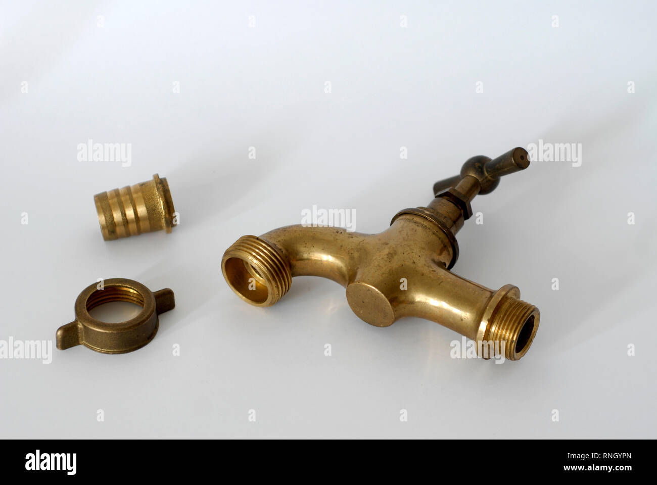 Vintage brass tap, with hose coupling Stock Photo - Alamy