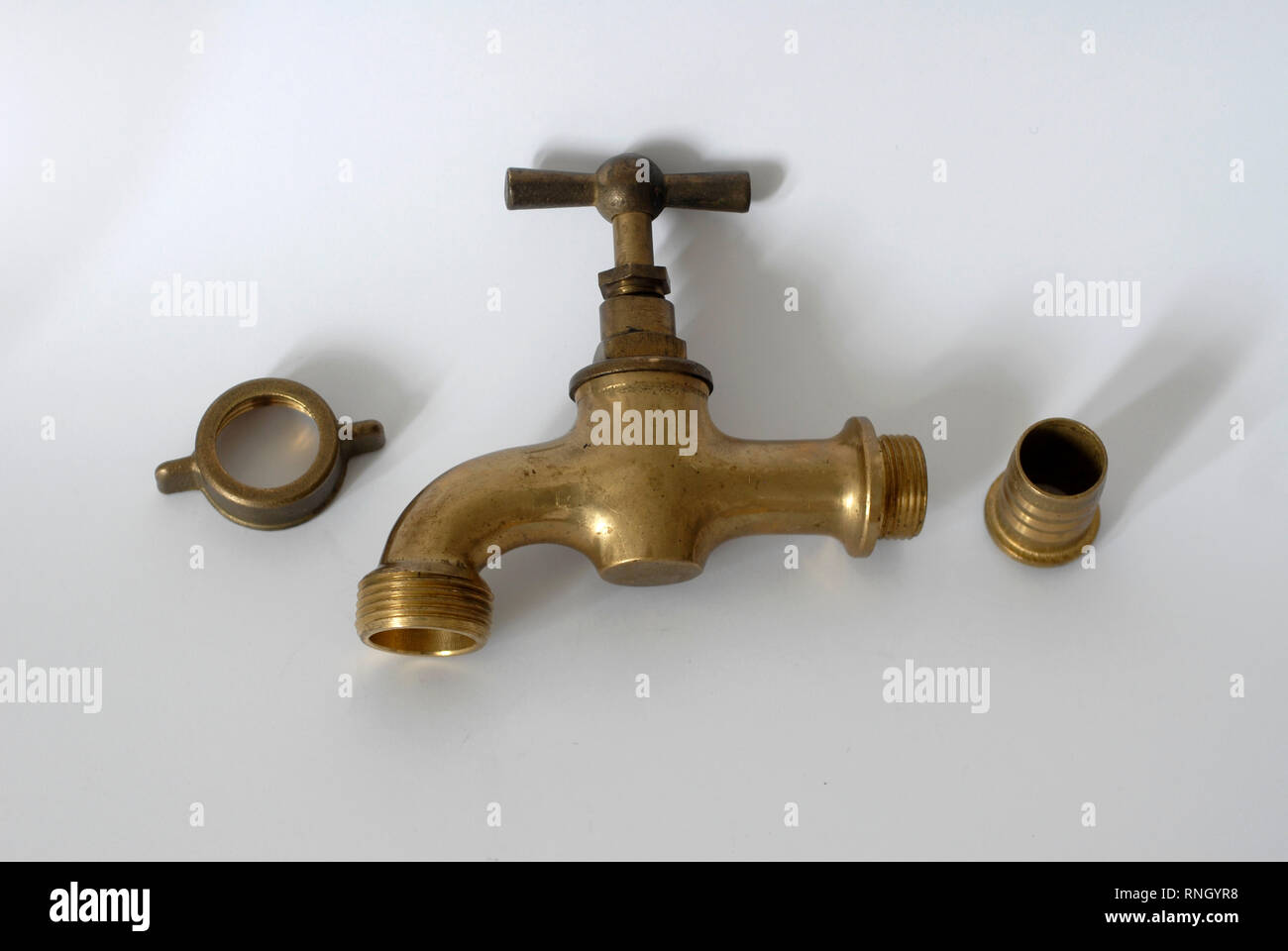 Vintage brass tap, with hose coupling Stock Photo - Alamy